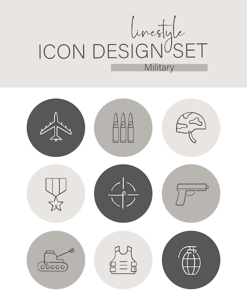 Minimalist Military Icon Set with Jet, Ammo, and Tactical Gear | Jiffy ...