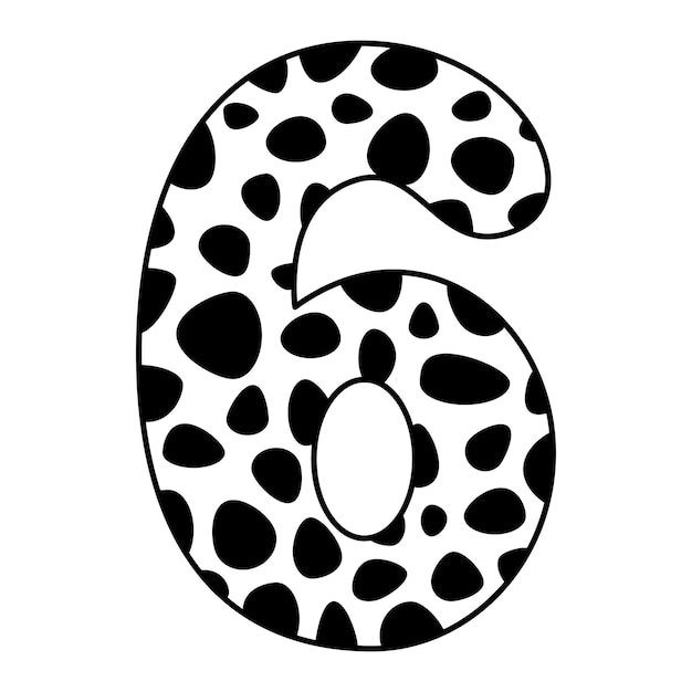 Playful Polka Dot Number Six in Black and White | Jiffy Designs