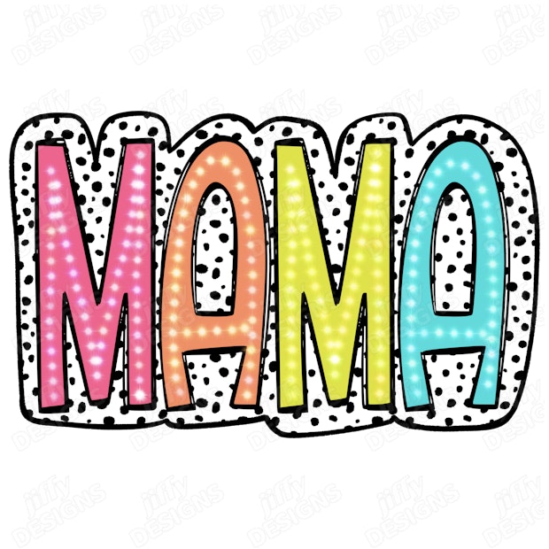 'Mama' Vibrant Polka Dot Letters with Playful Retro-Inspired Typography ...
