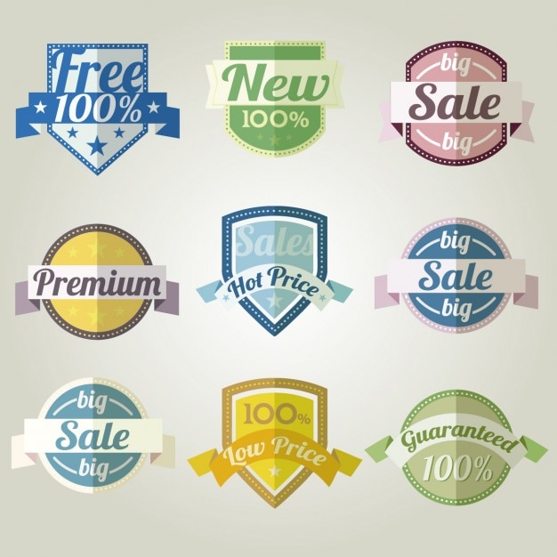 Vibrant Retro Badge Collection with Sale and Quality Assurance Designs ...