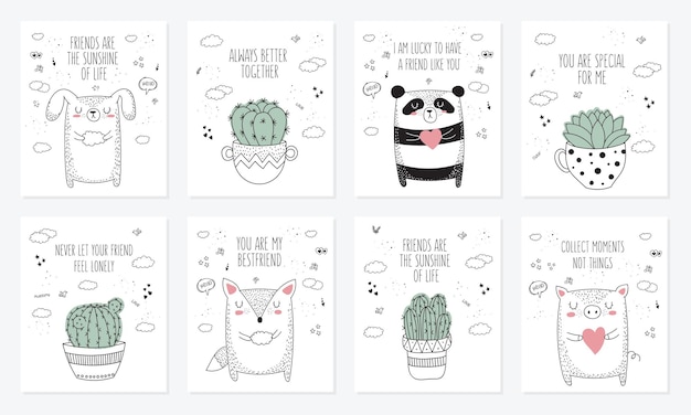Adorable Cactus and Animal Illustrations with Motivational Quotes ...