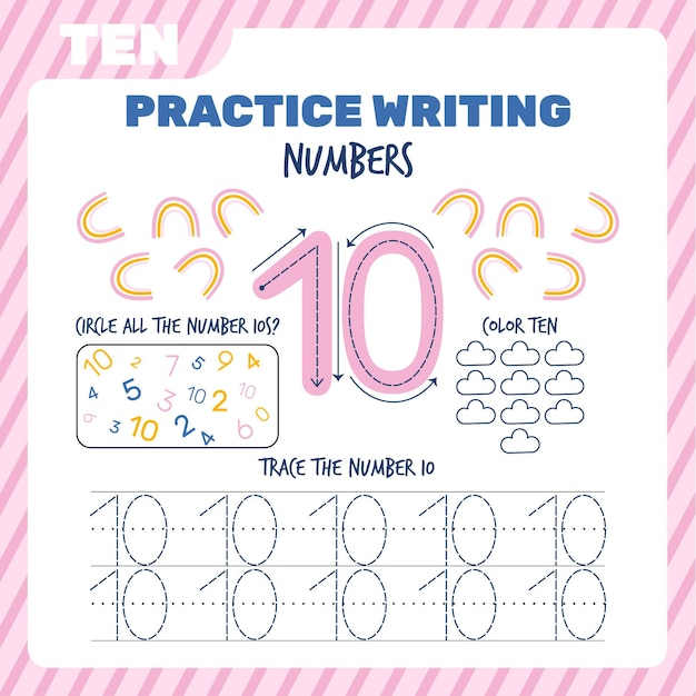 Vibrant Practice Writing Numbers 1-10 for Kids | Jiffy Designs