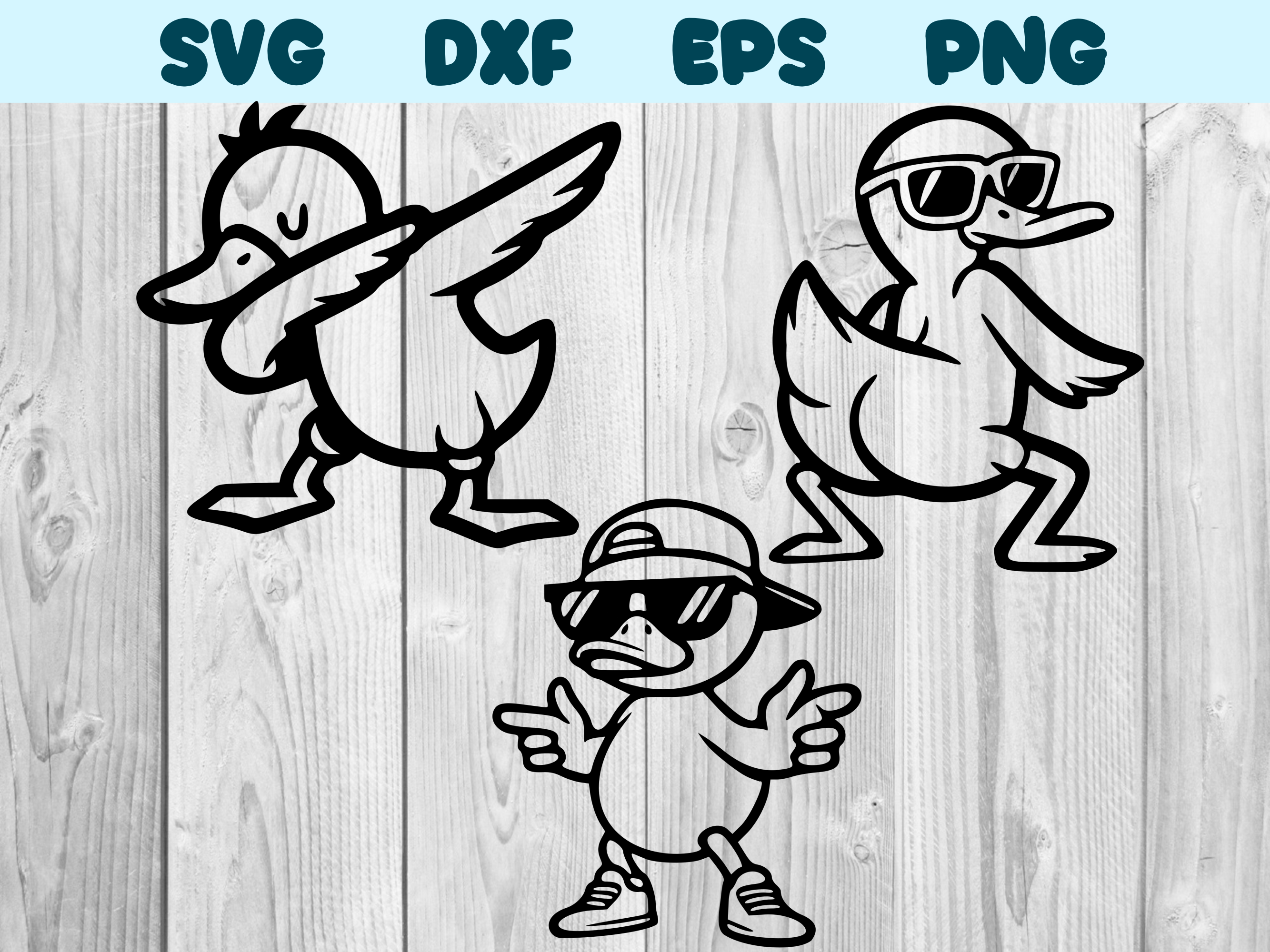Cool Duck Strutting in Stylish Shades with Bold Black and White Outline ...