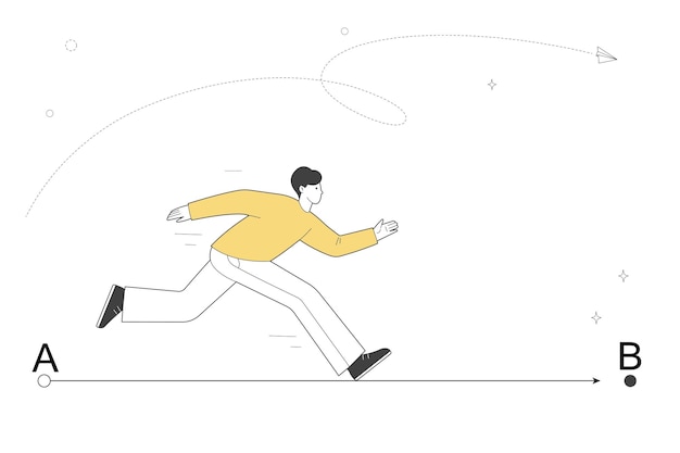 Sprinting figure in yellow shirt racing between points A and B | Jiffy ...