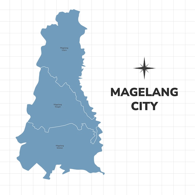 Magelang City Map with Prominent Star Emblem | Jiffy Designs