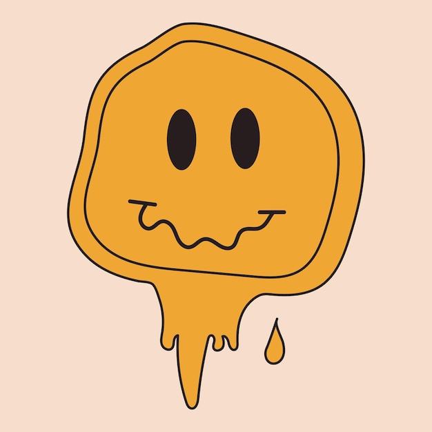 Melting Smiley Face: Whimsical Cartoon Illustration | Jiffy Designs