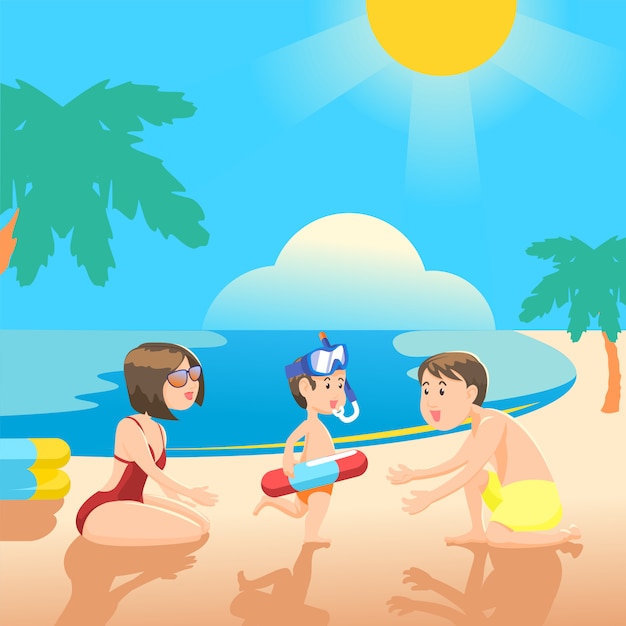 Joyful Beach Scene with Playful People | Jiffy Designs