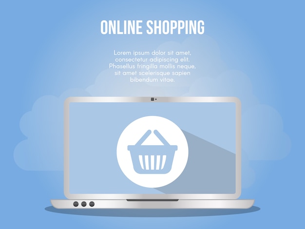 Minimalist Online Shopping Illustration with Laptop and Cart Icon ...