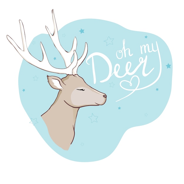 Whimsical Deer Illustration with Handwritten Text 'Oh My Deer' | Jiffy ...