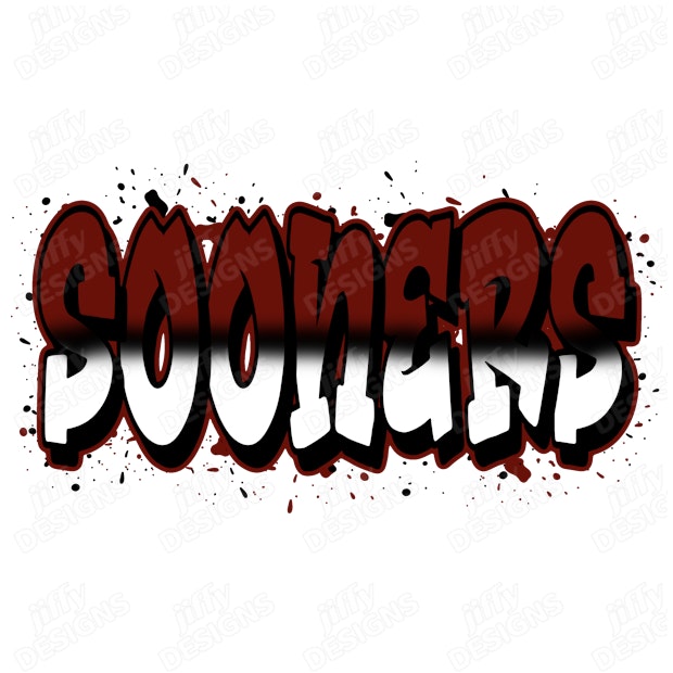 'Sooners' Graffiti-Style Text with Bold Maroon Lettering and Splatter ...