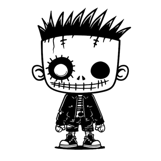Quirky Punk Rock Monster Boy in Black and White | Jiffy Designs