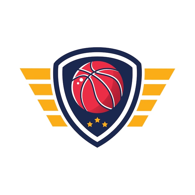 Vibrant Basketball Emblem with Winged Shield Design | Jiffy Designs