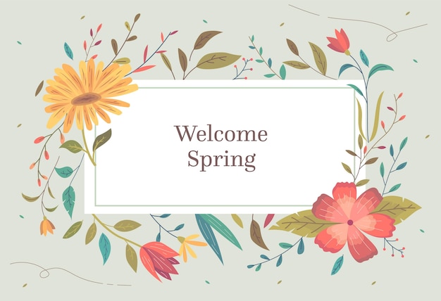 Vibrant Spring Floral Frame with Welcome Spring Text | Jiffy Designs