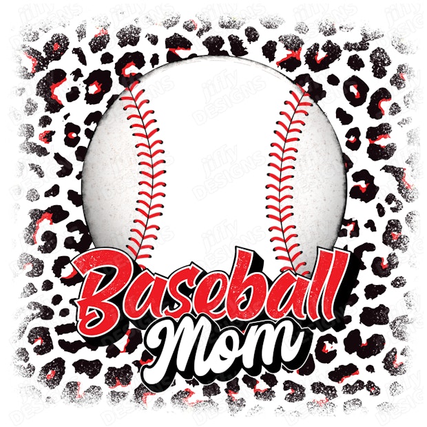 'Baseball Mom' Leopard Print Framed Baseball Design | Jiffy Designs