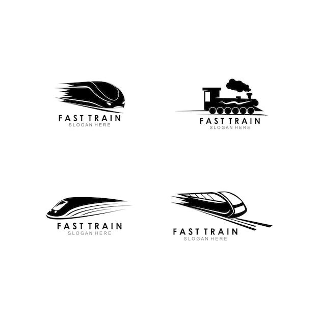 Sleek and Powerful Fast Train Silhouette Logos in Black | Jiffy Designs