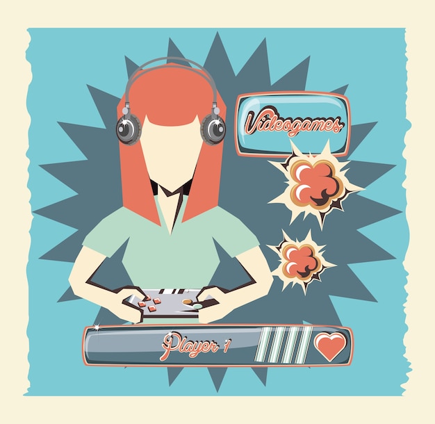 Vibrant Retro Gaming Character with Colorful Explosions | Jiffy Designs