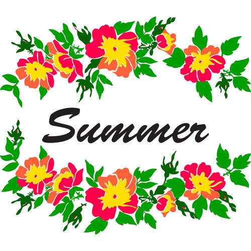 Round Frame Isolated With Summer Flowers In Vintage Style Seasons ...