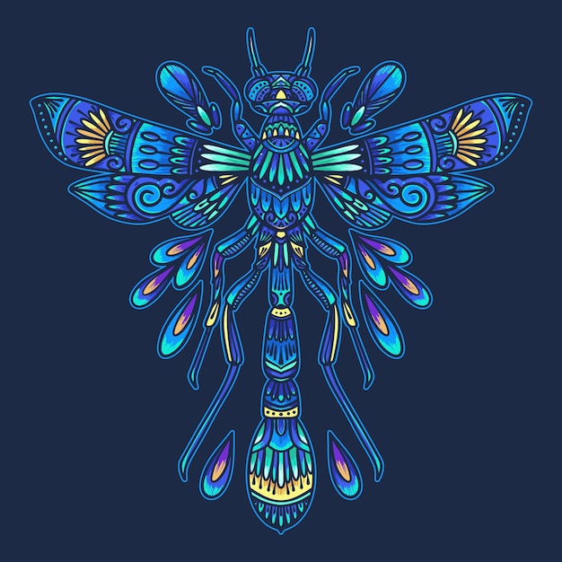 Vibrant Neon Moth with Intricate Patterns and Shapes | Jiffy Designs
