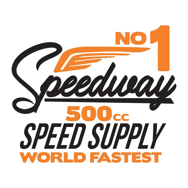Retro Speedway 500cc Speed Supply Graphic with Text Overlay | Jiffy Designs