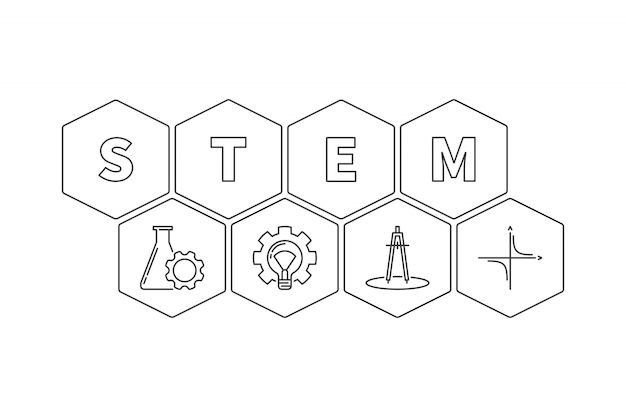 Inspiring STEM Symbols Arranged in Hexagonal Pattern | Jiffy Designs