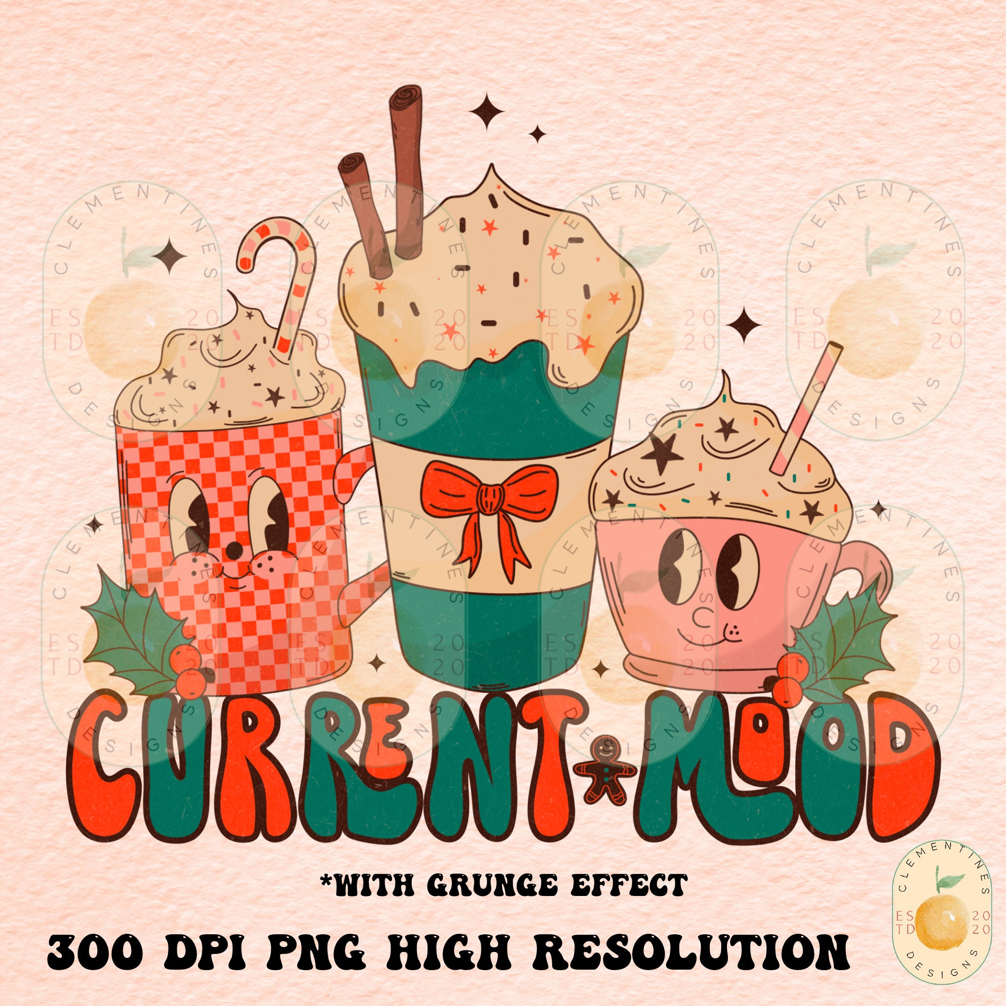 Current mood png-Retro Christmas png, Christmas sublimation, Retro png ...