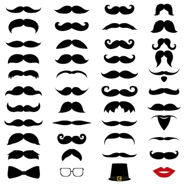 A Whimsical Mustache Menagerie: A Playful Assortment of Iconic Facial ...