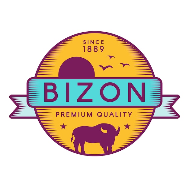 Vibrant Retro Badge Celebrating Bizon Premium Quality Since 1869 ...