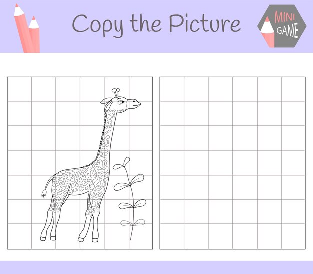Graceful Giraffe: A Charming Sketch on a Grid | Jiffy Designs