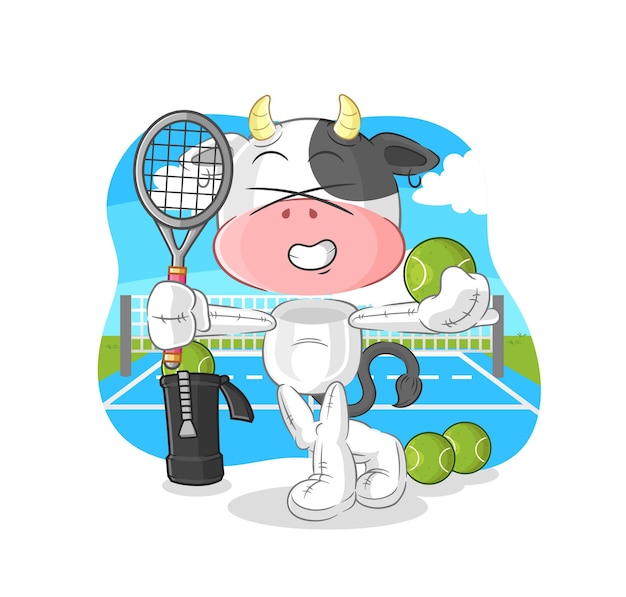 Adorable Cow Athlete Enjoys Tennis on Court | Jiffy Designs