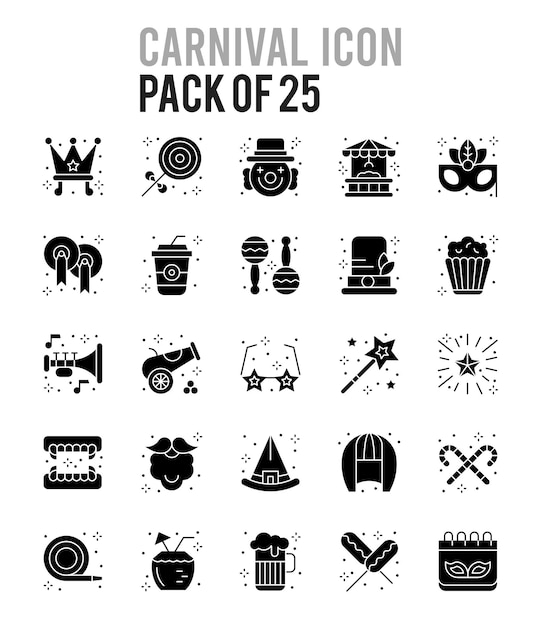 Vibrant Carnival Symbols: A Monochrome Icon Set Celebrating Joy | Jiffy ...