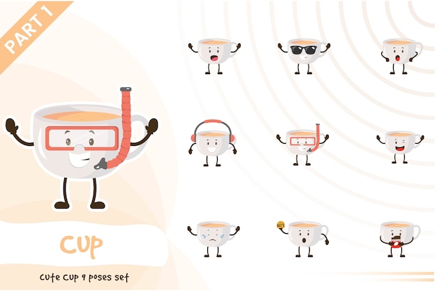 Charming Cup Character Collection: Diverse Poses and Expressions ...