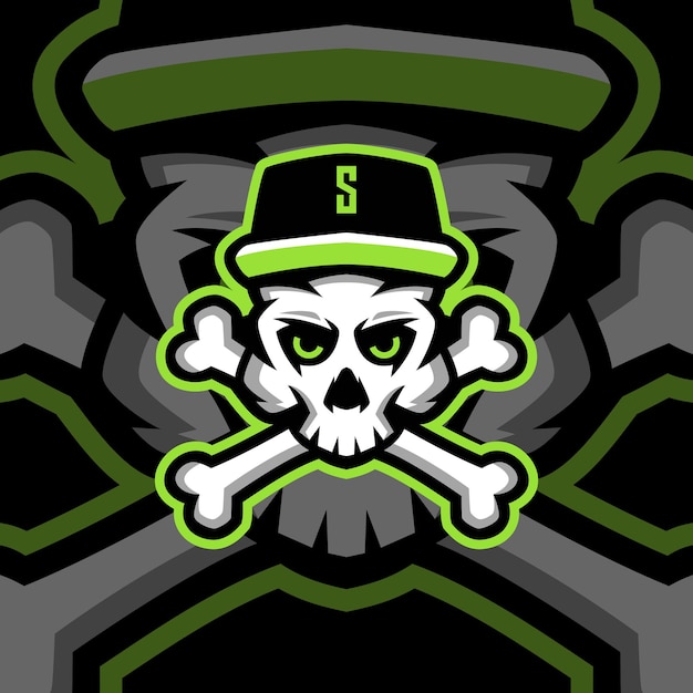 Stylized Skull Emblem with Green Accents | Jiffy Designs