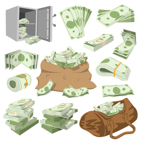 Money Vector Stack Of Dollar Or Currency Cash Monetary In Bank ...