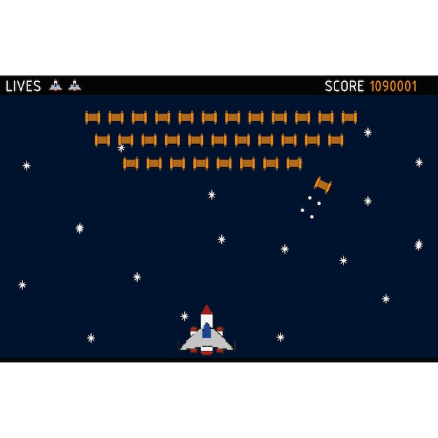 Retro Space Invaders Arcade Game Screenshot with Pixelated Graphics ...