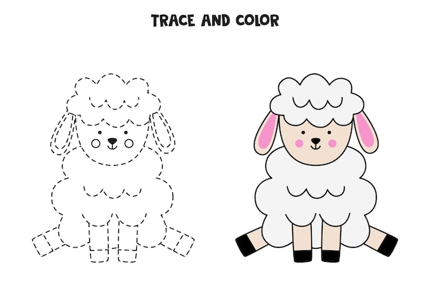 Cute Sheep Illustration for Tracing and Coloring Activities | Jiffy Designs