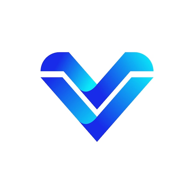 Vibrant V-Shaped Symbol in Shades of Blue | Jiffy Designs
