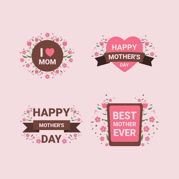Vibrant Mother's Day Emblem Collection with Floral Accents | Jiffy Designs