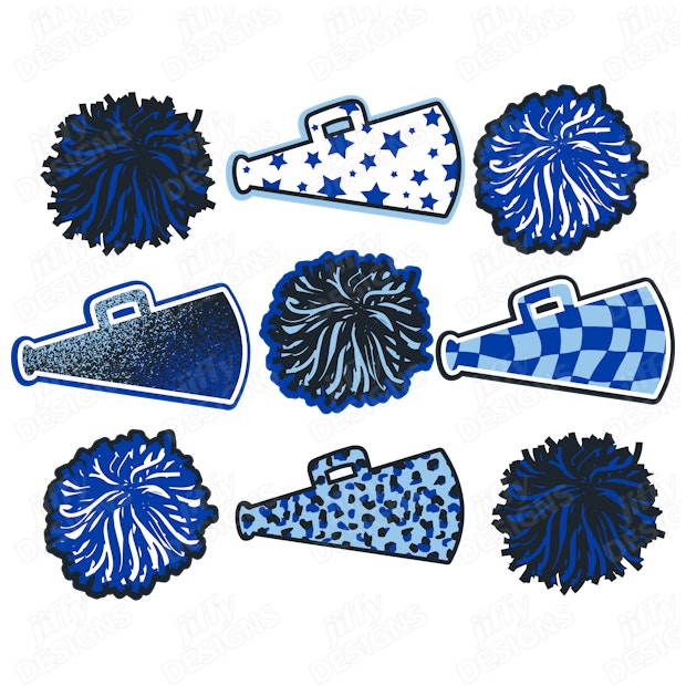 Cheerleader Spirit Collection in Bold Blue and White Patterns | Jiffy ...