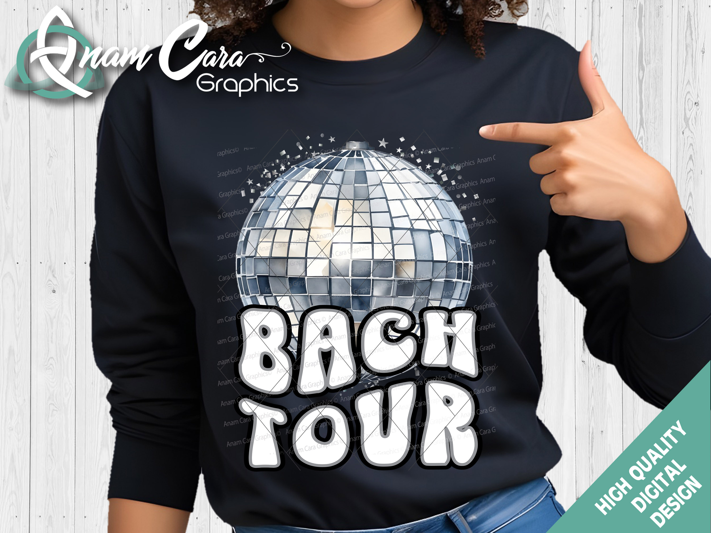 'Bach Tour' Groovy Disco Ball with Retro Bubble Letters | Jiffy Designs