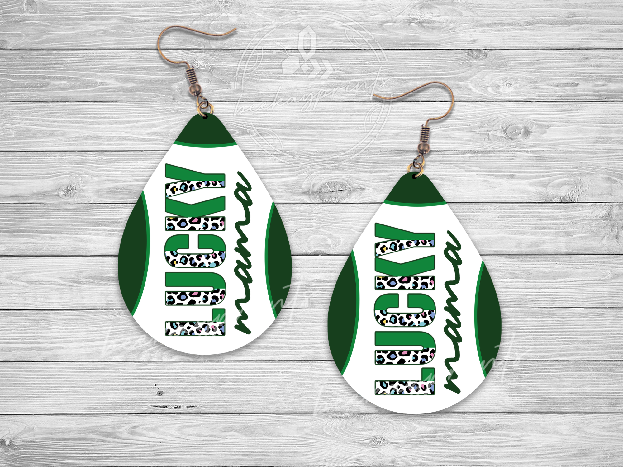 'Ireland' Teardrop Design with Vibrant Green and White Patterned ...