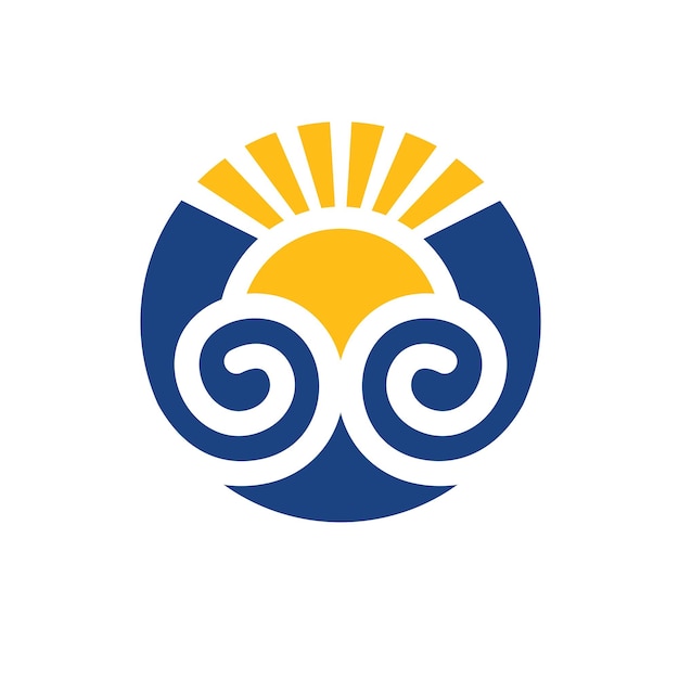 Stylized Sun and Wave Emblem with Navy and Yellow | Jiffy Designs