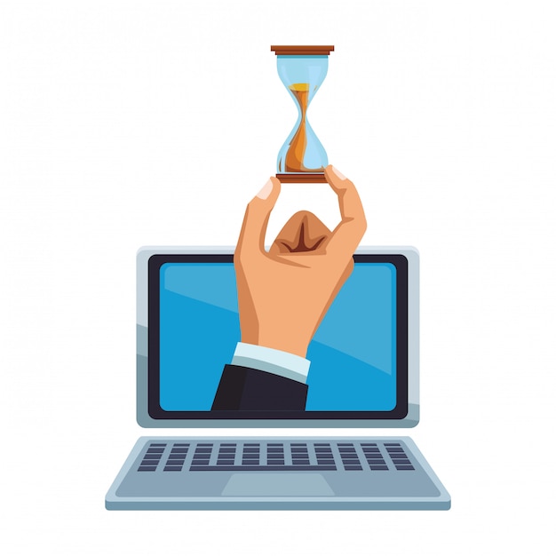 Digital Time Management Illustration with Laptop and Hourglass | Jiffy ...