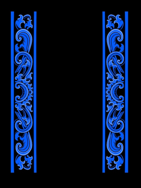 Ornate Royal Blue Swirling Vertical Borders | Jiffy Designs
