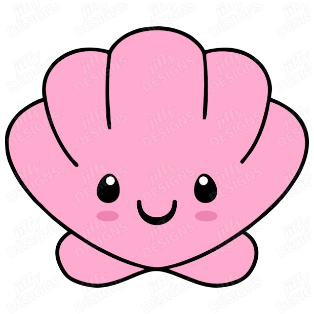 Adorable Pink Seashell with Cheerful Kawaii-Style Face | Jiffy Designs