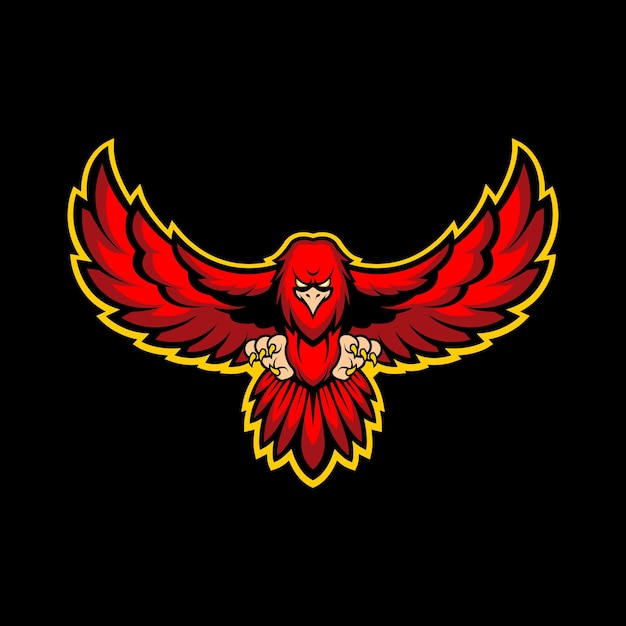 Majestic Crimson Avian Emblem Soaring Powerfully | Jiffy Designs