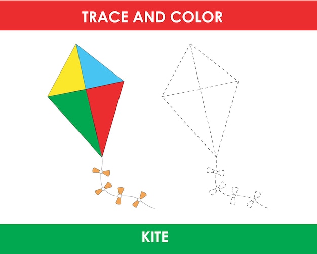 Colorful Kite Design with Tracing and Coloring Activity | Jiffy Designs