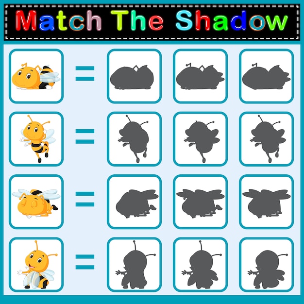 Charming Bee Silhouettes: Match the Shadow Game | Jiffy Designs