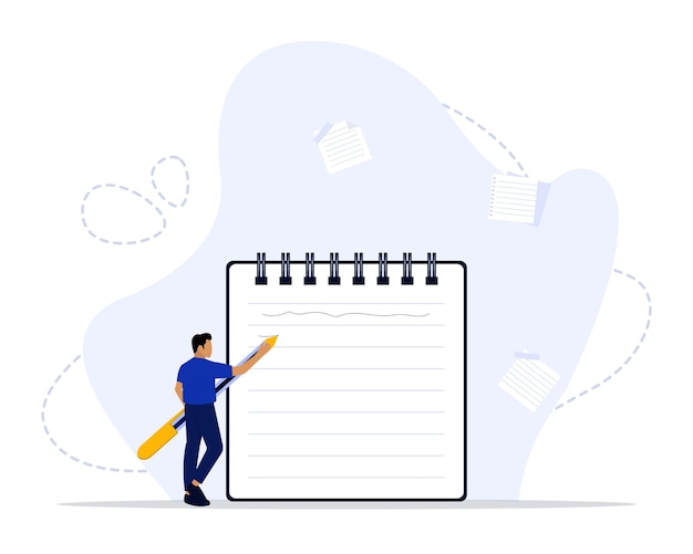 Businessman Jotting Down Notes in Spiral Notebook | Jiffy Designs