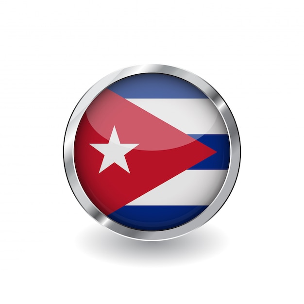 Vibrant Cuban Flag Emblem in Sleek Silver Frame | Jiffy Designs