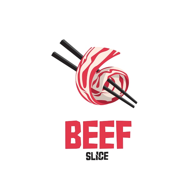 Vibrant Beef Slice Logo with Chopsticks Motif | Jiffy Designs
